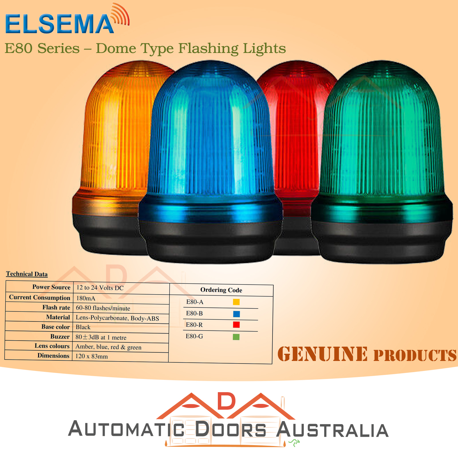 ELSEMA_ST12 Series Flashing Lights. 12 Volts DC Supply